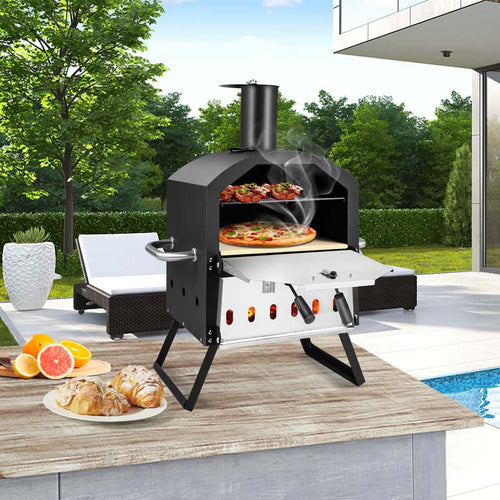 Outdoor 2-Layer Wood Fired Pizza Oven w/Waterproof Cover Sale, Price ...