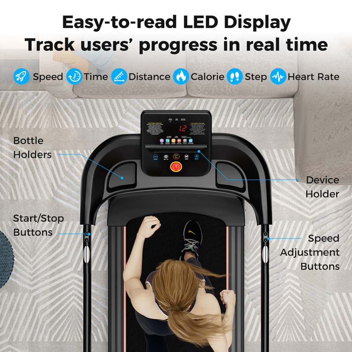 2.5 HP Walking Treadmill with Long Handrails for Seniors - Eletriclife