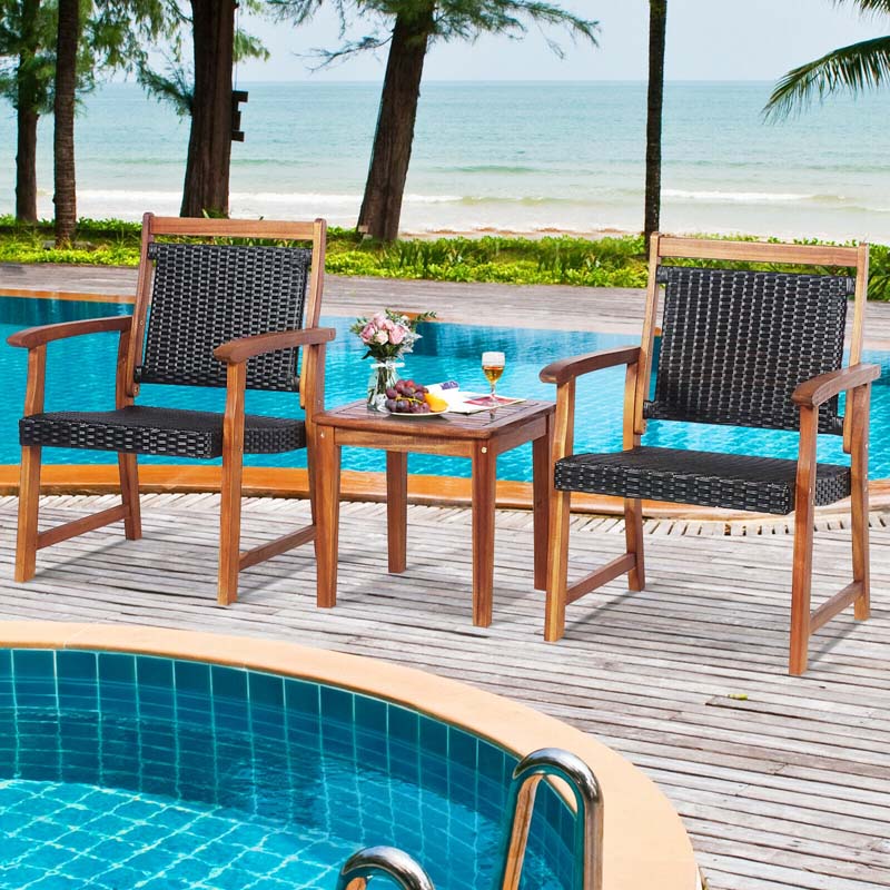 3 Pieces Rattan Acacia Wood Bistro Set Sale, Price & Reviews - Eletriclife