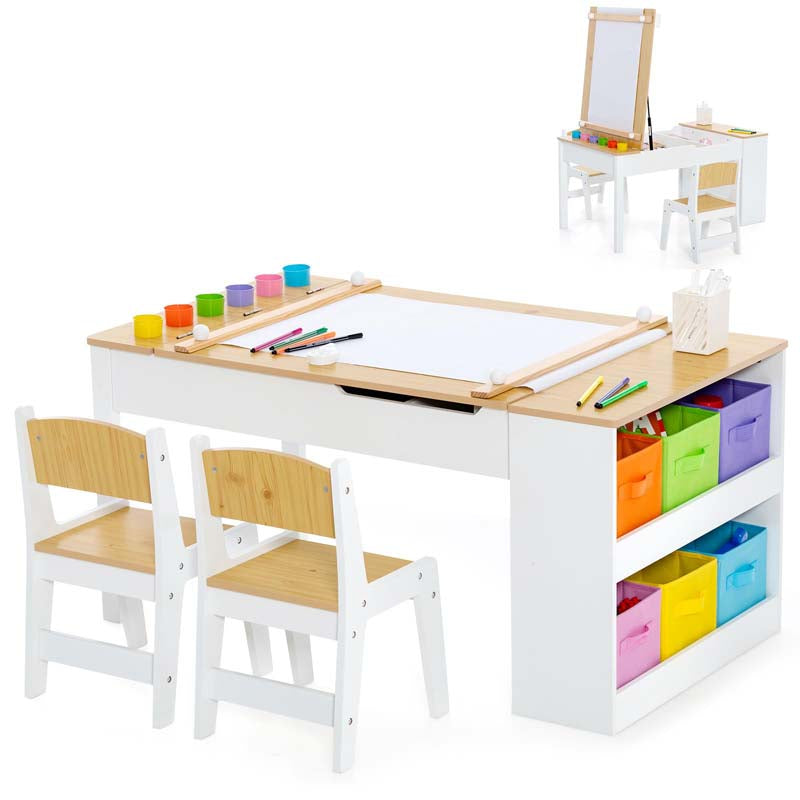 3 in 1 Wood Kids Art Activity Table and Drawing Table w/2 Chairs Sale ...