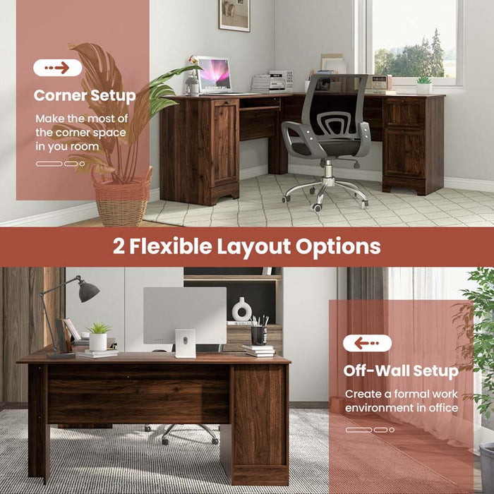 L-Shaped Corner Desk with Storage Drawers Sale, Price & Reviews ...