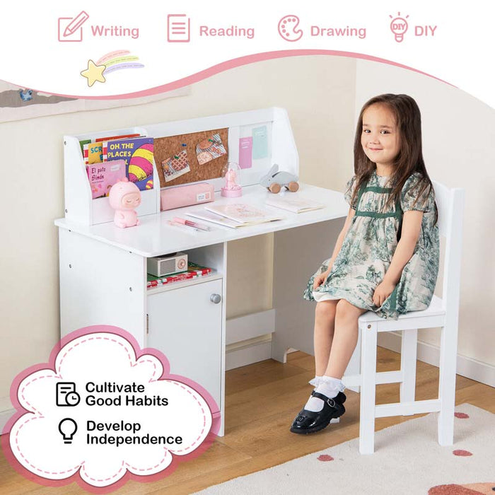 Wooden Kids Table and Chair Set with Storage Hutch Whiteboard Sale ...