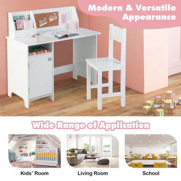 Wooden Kids Table and Chair Set with Storage Hutch Whiteboard Sale ...