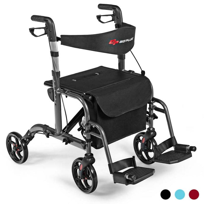 2 in 1 Folding Walker Rollator with Seat for Seniors - Eletriclife