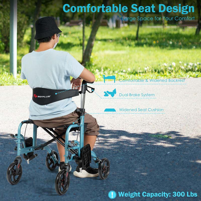 2 in 1 Folding Walker Rollator with Seat for Seniors - Eletriclife