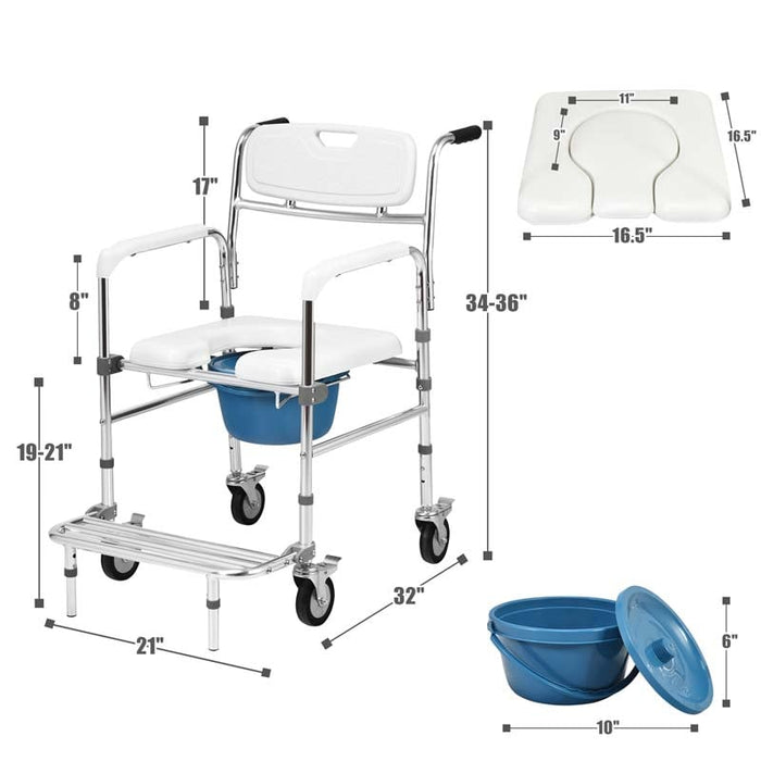 Multifunctional Rolling Commode Chair with Toilet Sale, Price & Reviews ...